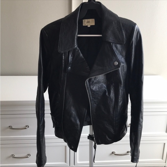 June | Jackets & Coats | June Womens Black Leather Motorcycle Jacket ...